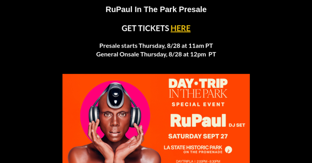 RuPaul In The Park Presale Sign Up