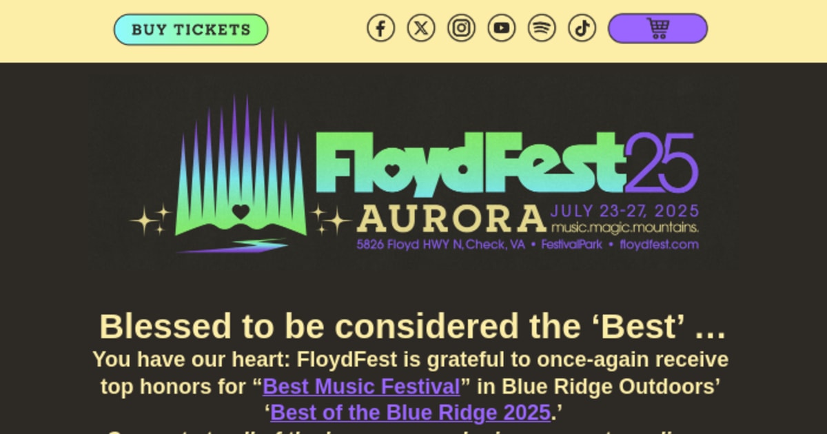 FloydFest named ‘Best Music Festival;’ 7 new bands added to 2025 lineup!