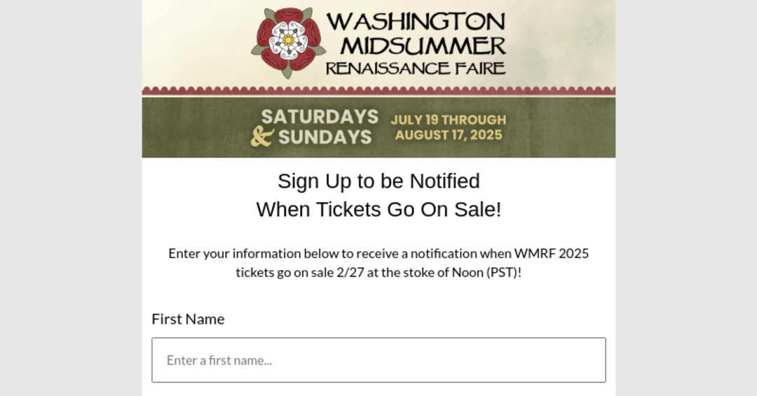 WMRF Ticket On Sale Notification