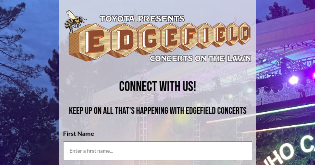 Edgefield Concerts Signup Landing Page